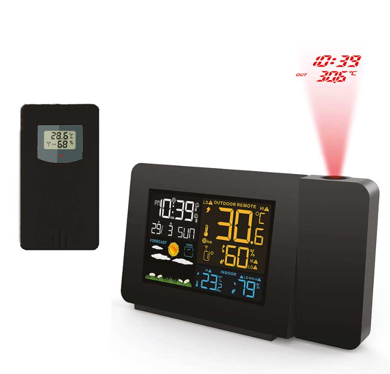 Conzept projektorur med vejrforudsigelse og udendørs termometer inkl. adapter | 5705724026736